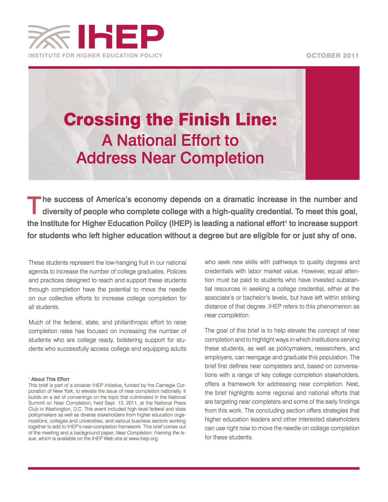 Crossing the Finish Line: A National Effort to Address Near Completion ...